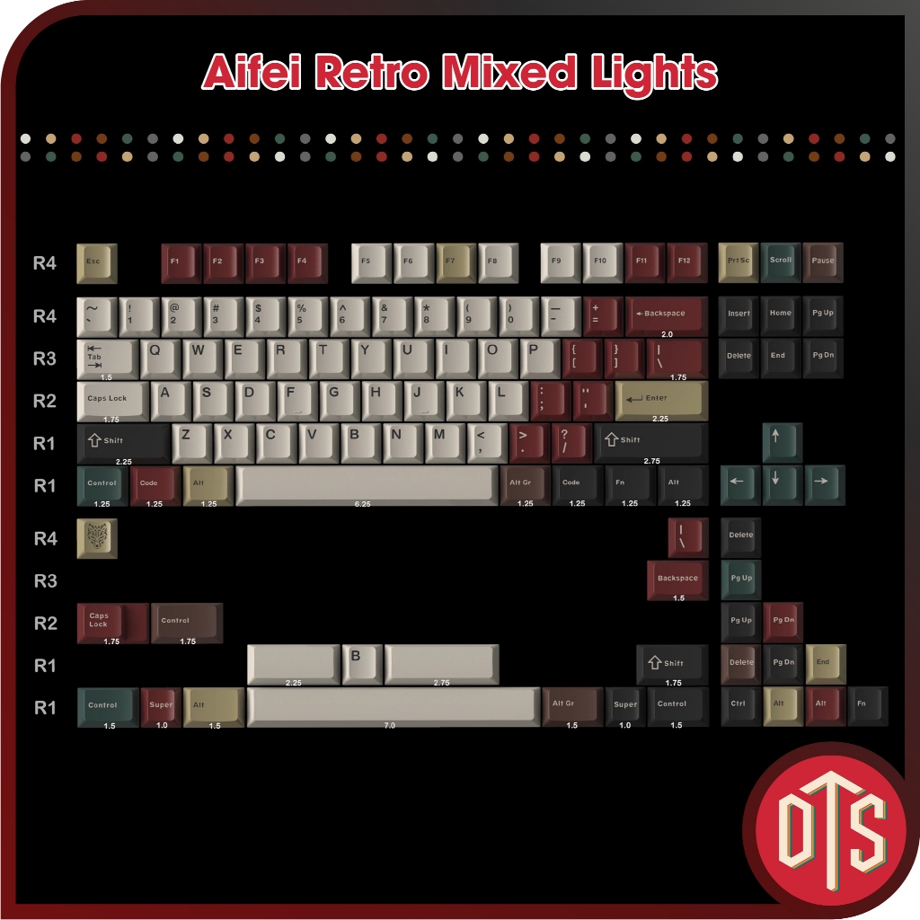 Keycap Aifei Retro Mixed Lights ABS double-shot | Cherry profile 114 ...
