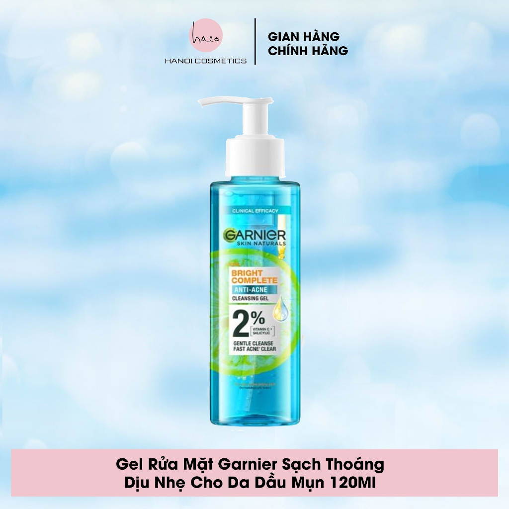 Sữa rửa mặt dạng gel sạch thoáng dịu nhẹ Garnier 2% [BHA, Vitamin C ...