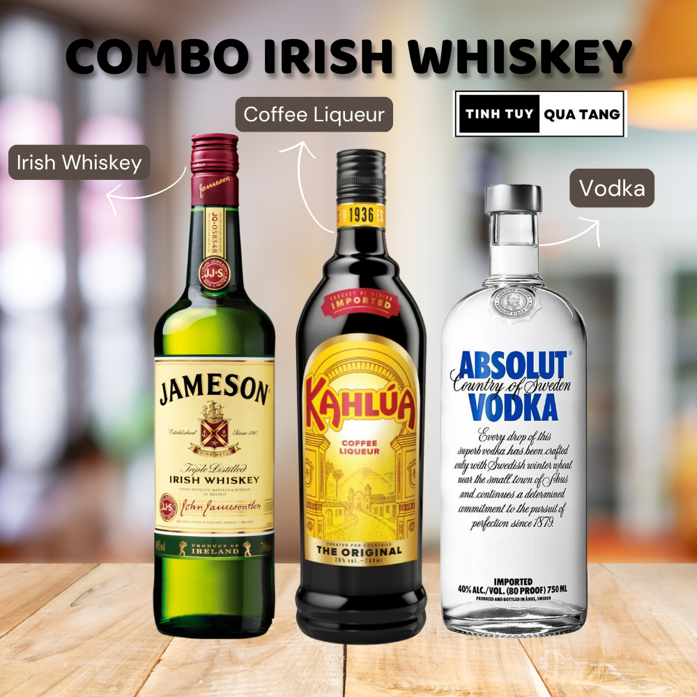[Combo cocktail] Irish Whiskey Jameson 40% 700ml, Kahlua 20% 700ml ...