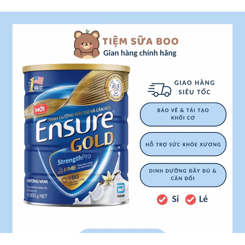 [CHÍNH HÃNG] Sữa Ensure Gold bột có thêm HMB & YBG 850g/800g (Date mới) Hàng chính hãng | Shopee ...