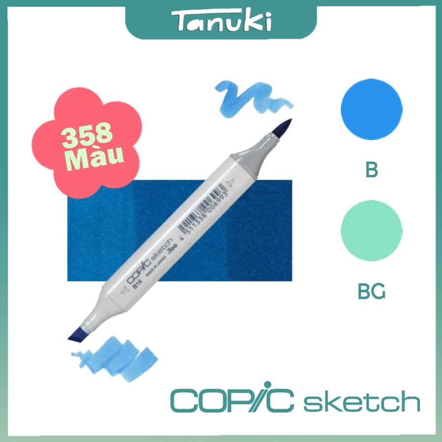 [TANUKI ART] Bút Marker Copic Sketch (Cây lẻ) Tông Xanh Dương Mã (B-BG ...