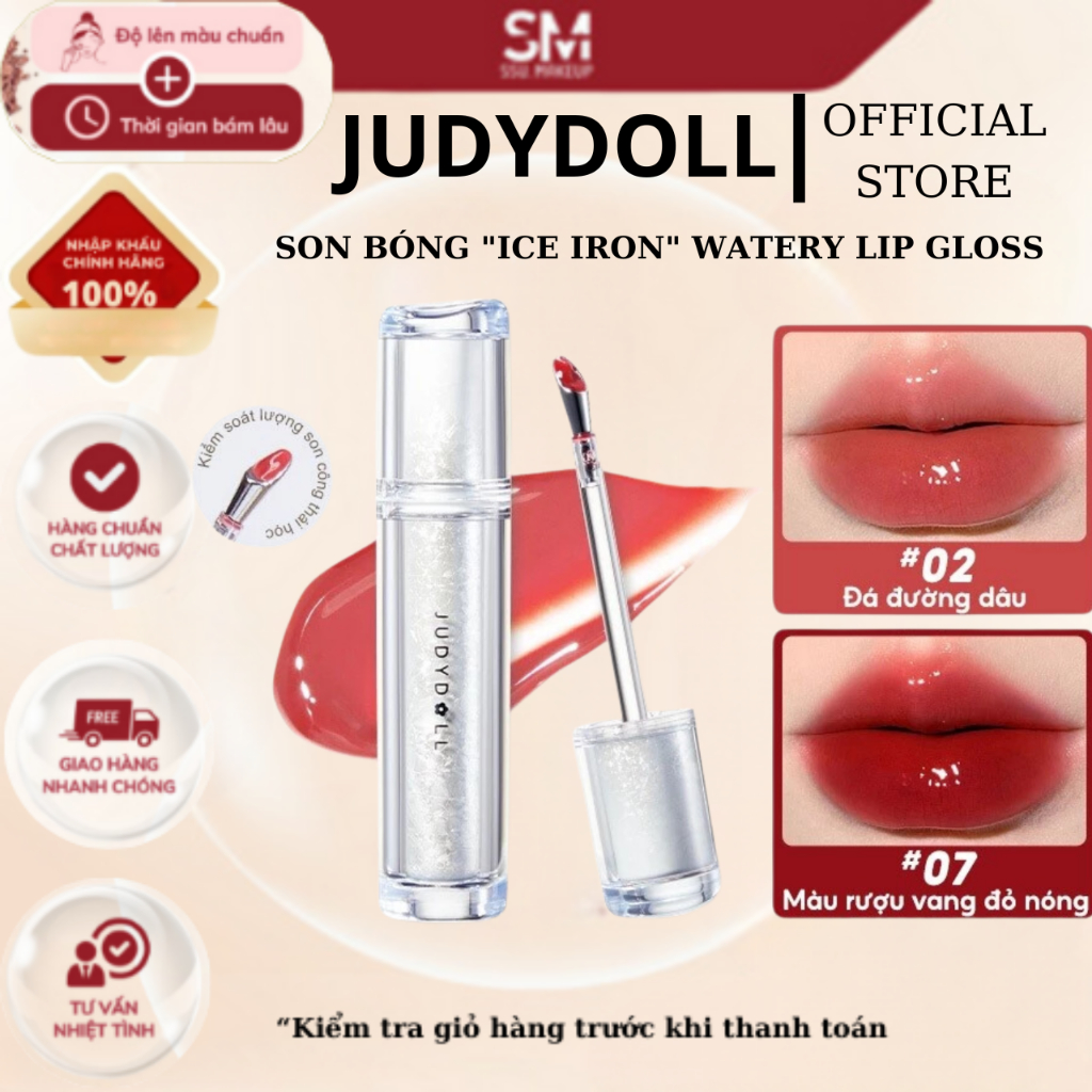 JUDYDOLL Son bóng "Ice-iron" Watery Lip Gloss Lâu trôi Không dính cốc ...