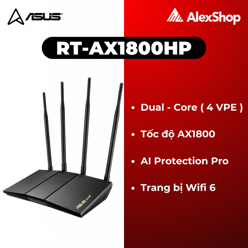 [AX1800] Router Wifi 6 Gaming Asus RT AX1800HP, Tích Hợp Ai Mesh, Chuẩn ...