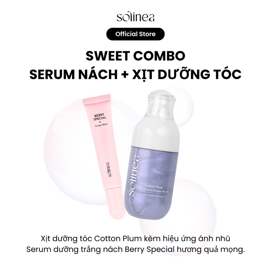 Combo Serum dưỡng nách hương quả mọng và Xịt dưỡng tóc hương nước hoa ( Phiên bản Tím ) Solinea ...