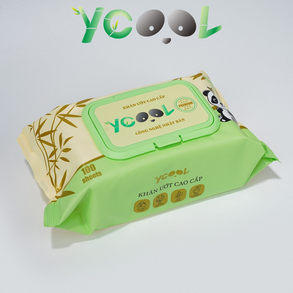 Thùng 10 gói khăn ướt YCOOL 100 tờ không cồn cao cấp dành cho em bé ...