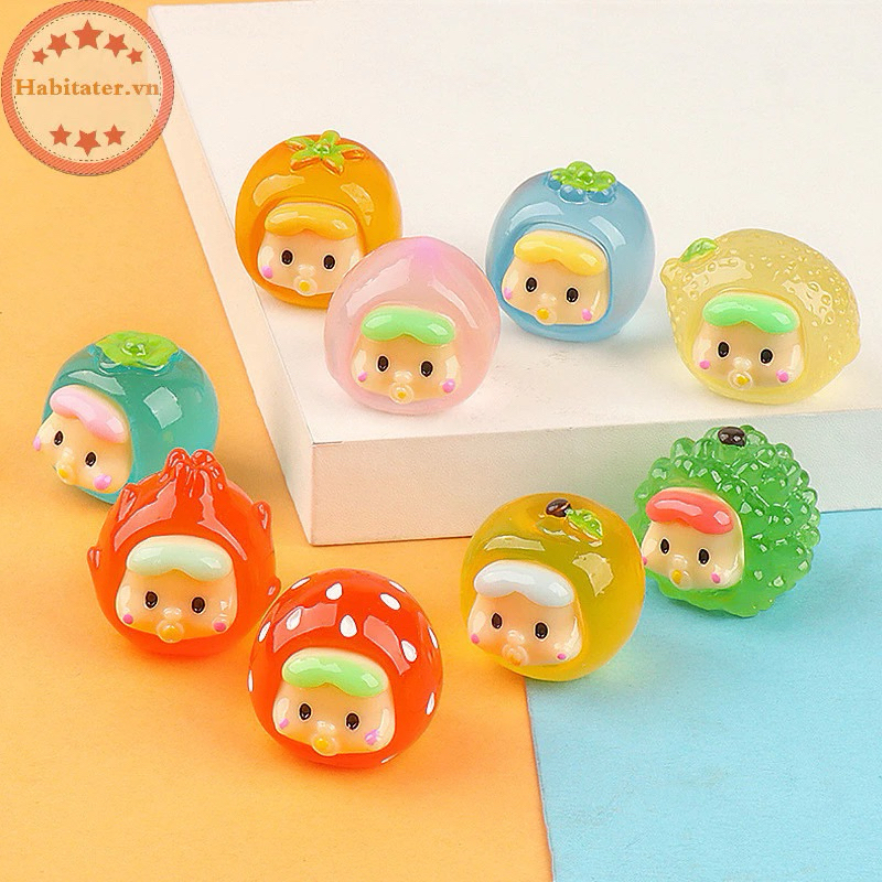 [DIY MUN] 9 bé Hoạt Hình Dạ Quang Trái Cây Búp Bê Mini Hình Micro Phong ...