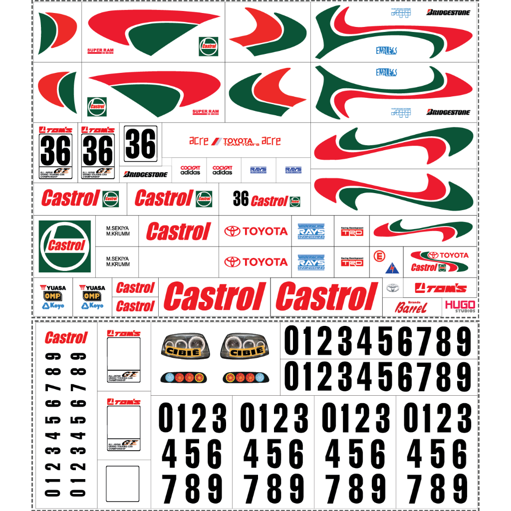 Hugo Studios Decal trượt nước Castrol - Toyota Supra tỉ lệ 1/64 chưa ...