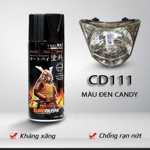 Sơn xịt Samurai [Chính Hãng ] Đen Candy CD111* (màu khói sơn chóa đèn ...