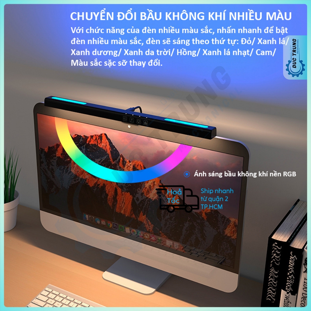 Đèn màn hình máy tính có 3 chế độ sáng LED rgb nhiều màu kẹp màn hình ...