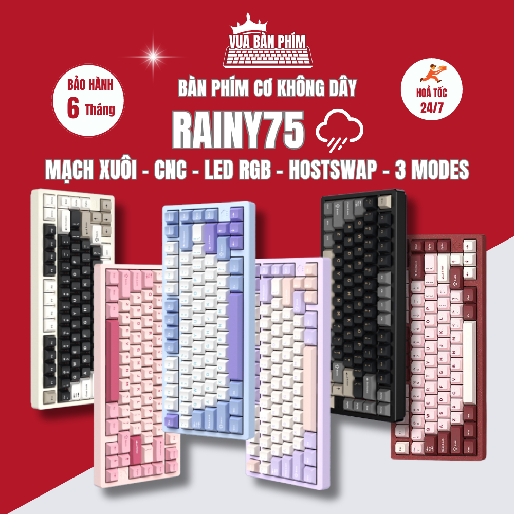 [Hàng Sẵn] Bàn phím cơ không dây Rainy75 | rainy 75 nhôm CNC, mạch xuôi ...