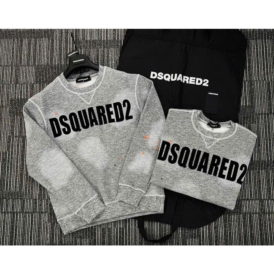 Áo Nỉ Sweater Nam Nữ Dsq2 Xám Logo Chữ In Nhiệt Cực Nét Chất Liệu Nỉ ...