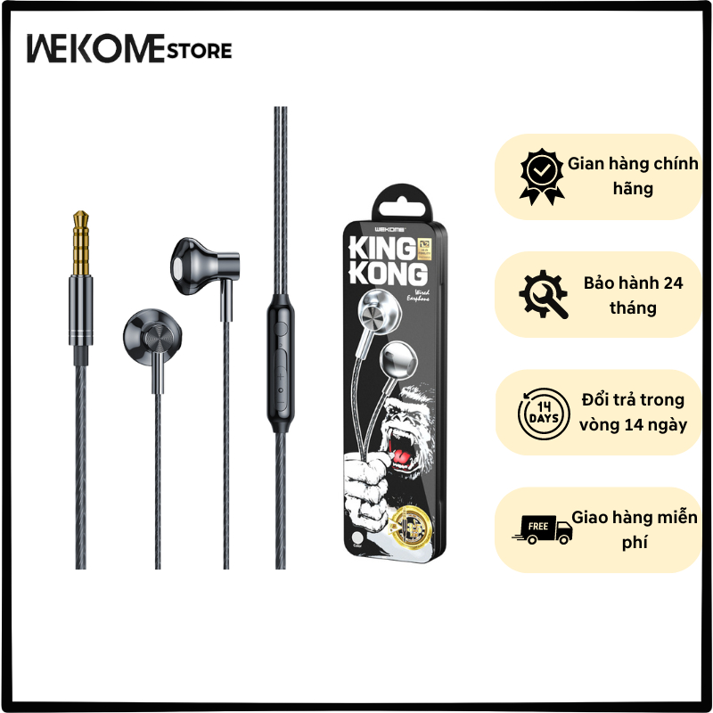 Tai Nghe Có Dây KingKong WK YC01 Màu Sắc Xanh Đen Sử Dụng Chân Cắm 3.5mm Tương Thích Với Nhiều ...