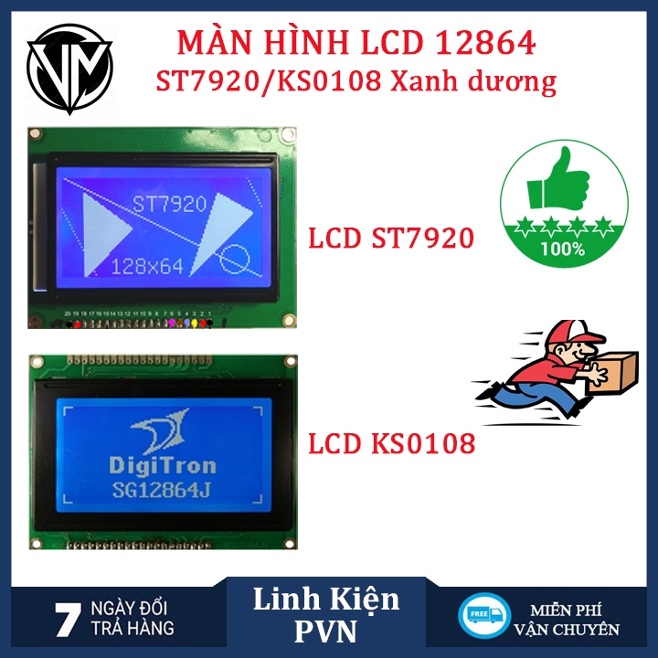 LCD 12864 Graphic Xanh Dương ST7920 / KS0108 | Shopee Việt Nam