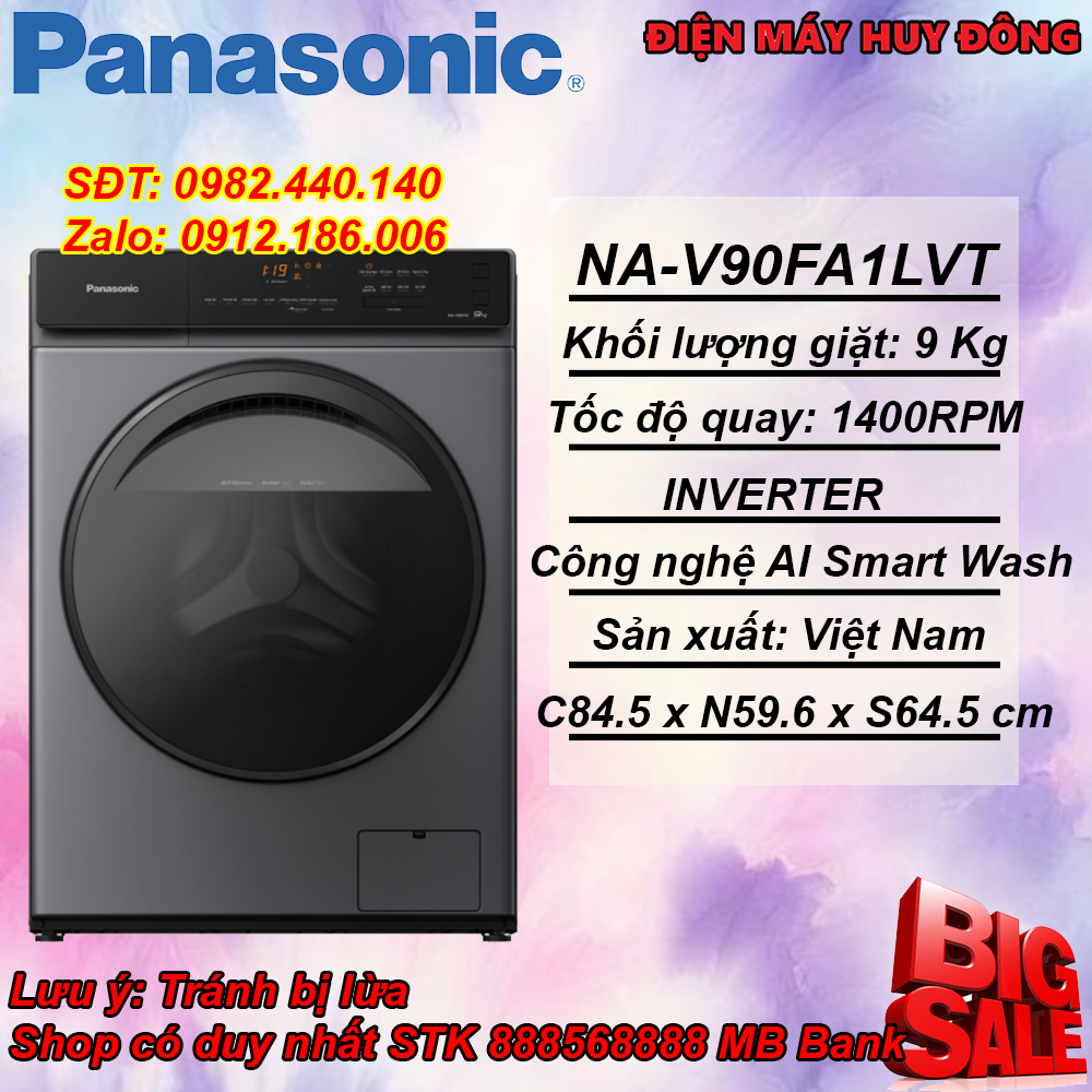 Máy giặt Panasonic Inverter 9kg NA-V90FA1LVT | Shopee Việt Nam