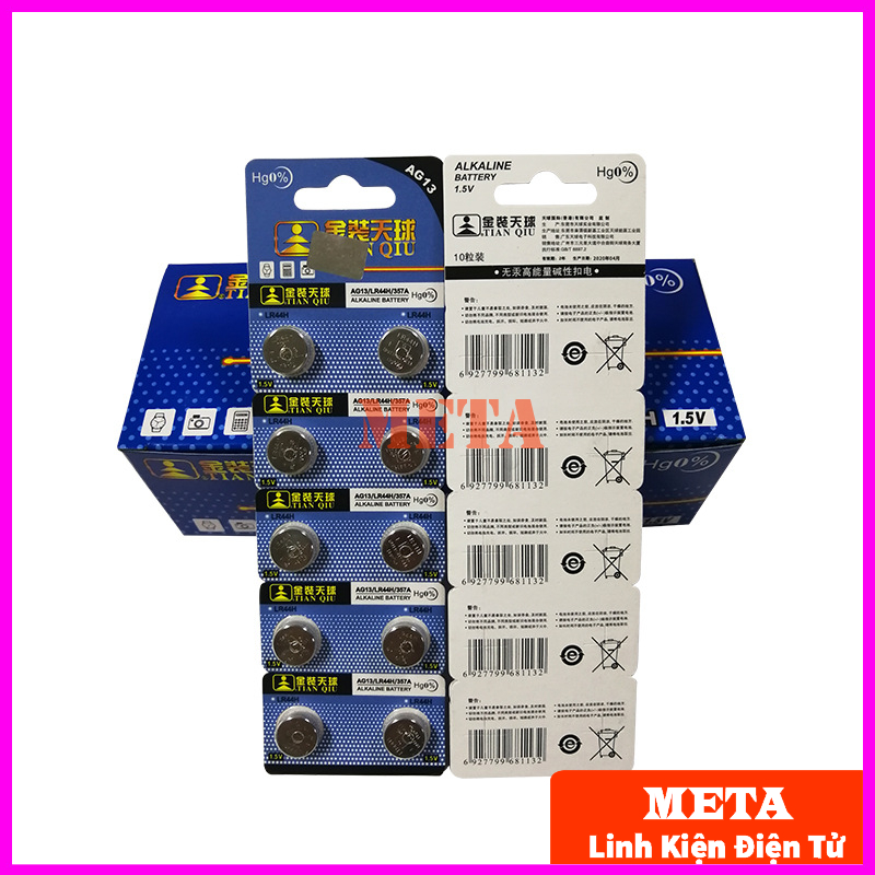 [VỈ 10 PIN] Pin Cúc Áo LR44 AG13 CX44 SR44 357A A76 Alkaline Dung Lượng ...