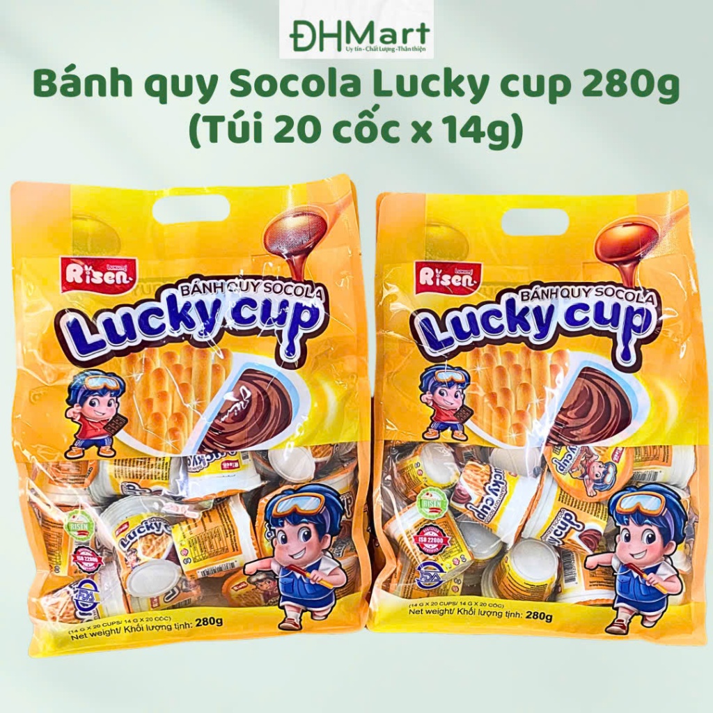 Bánh quy socola Lucky Cup RISEN gói 280g (Túi 20cốc x 14g) | Shopee Việt Nam