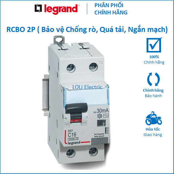 RCBO áp át tô mát aptomat 1 pha 2p chống giật rò quá tải ngắn mạch 6A 10A 16A 20A 25A 32A 30mA ...