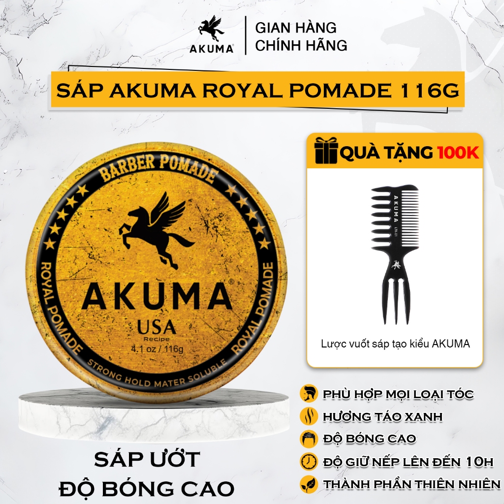 Sáp AKUMA ROYAL POMADE 116g & 56g hương thơm nam tính , giữ nếp lên đến ...