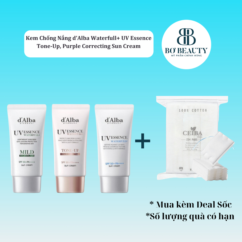 Kem Chống Nắng d’Alba Waterfull+ UV Essence Tone-Up, Purple Correcting Sun Cream dalba | Shopee ...