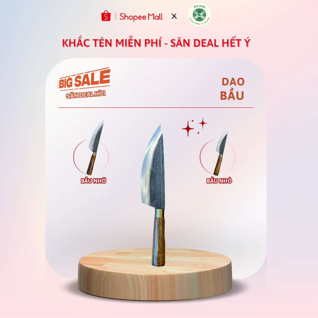 [Dao DAKA - Lý Nhân] Dao bầu lọc thép nhíp xe cán gỗ hương khâu inox ...