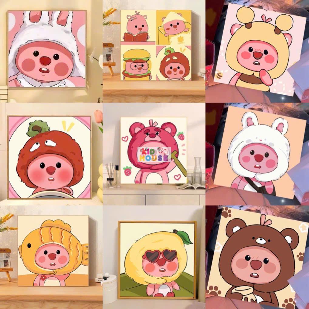 Tranh số hóa capybara, loopy, labubu, Tranh tô màu số hóa đã căng khung ...