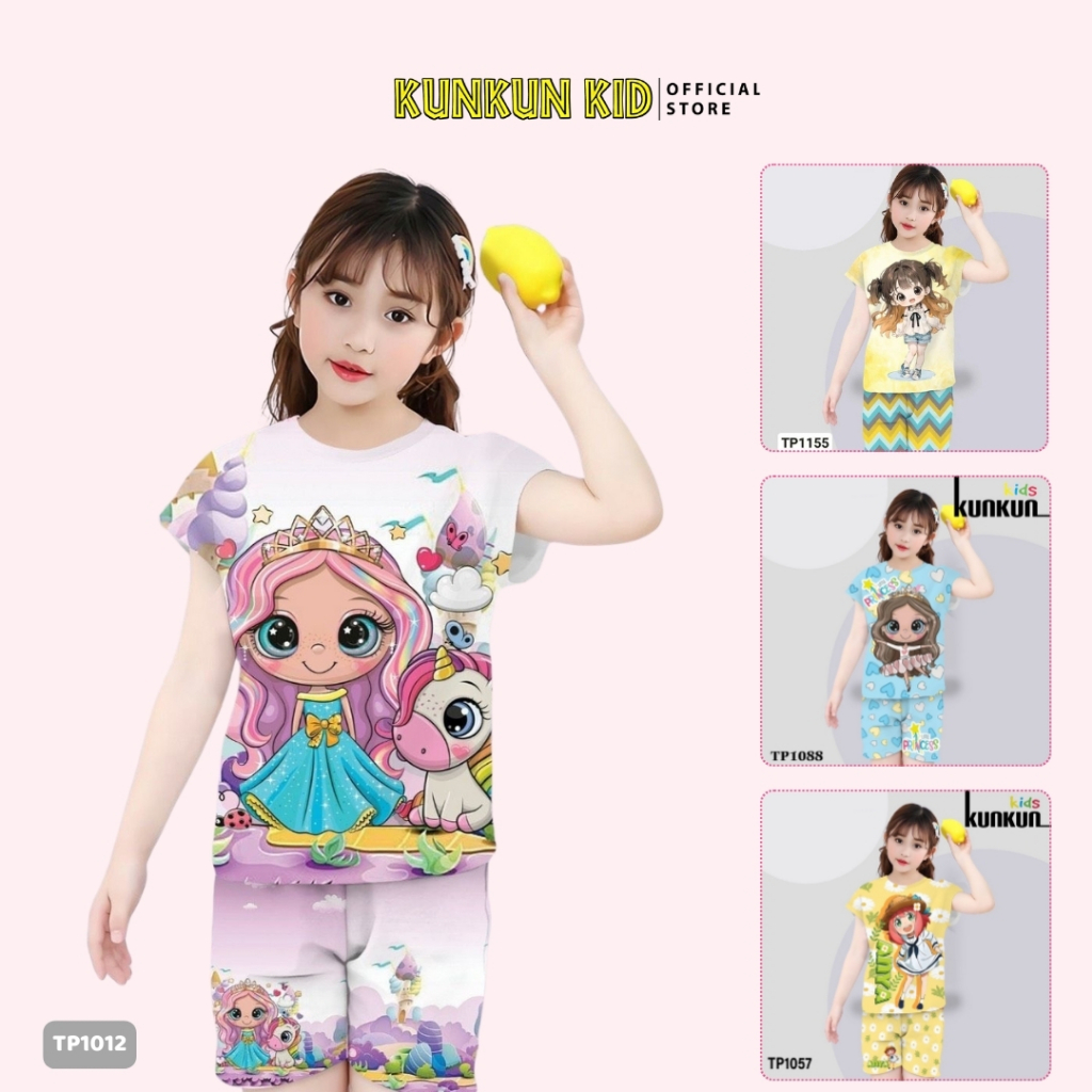 Đồ bộ cho bé gái thun lạnh in hoạt hình Công chúa Kunkun Kid TP1088,55 -Quần áo bé gái size 10 ...