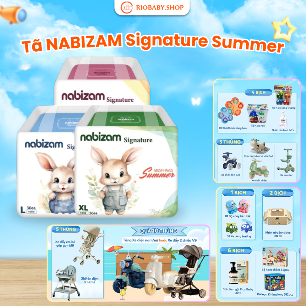 Bỉm NABIZAM Signature Summer Hàn Quốc Đai Chun Cao Cấp, Mỏng Mềm ...