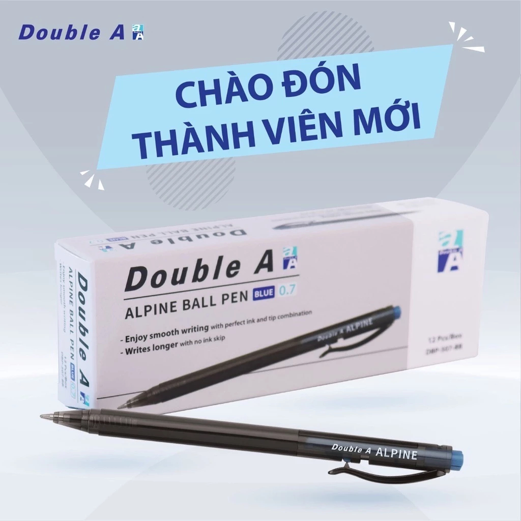 Combo 5 hộp Bút Bi Alpine Double A màu xanh ngòi 0.7mm | Shopee Việt Nam