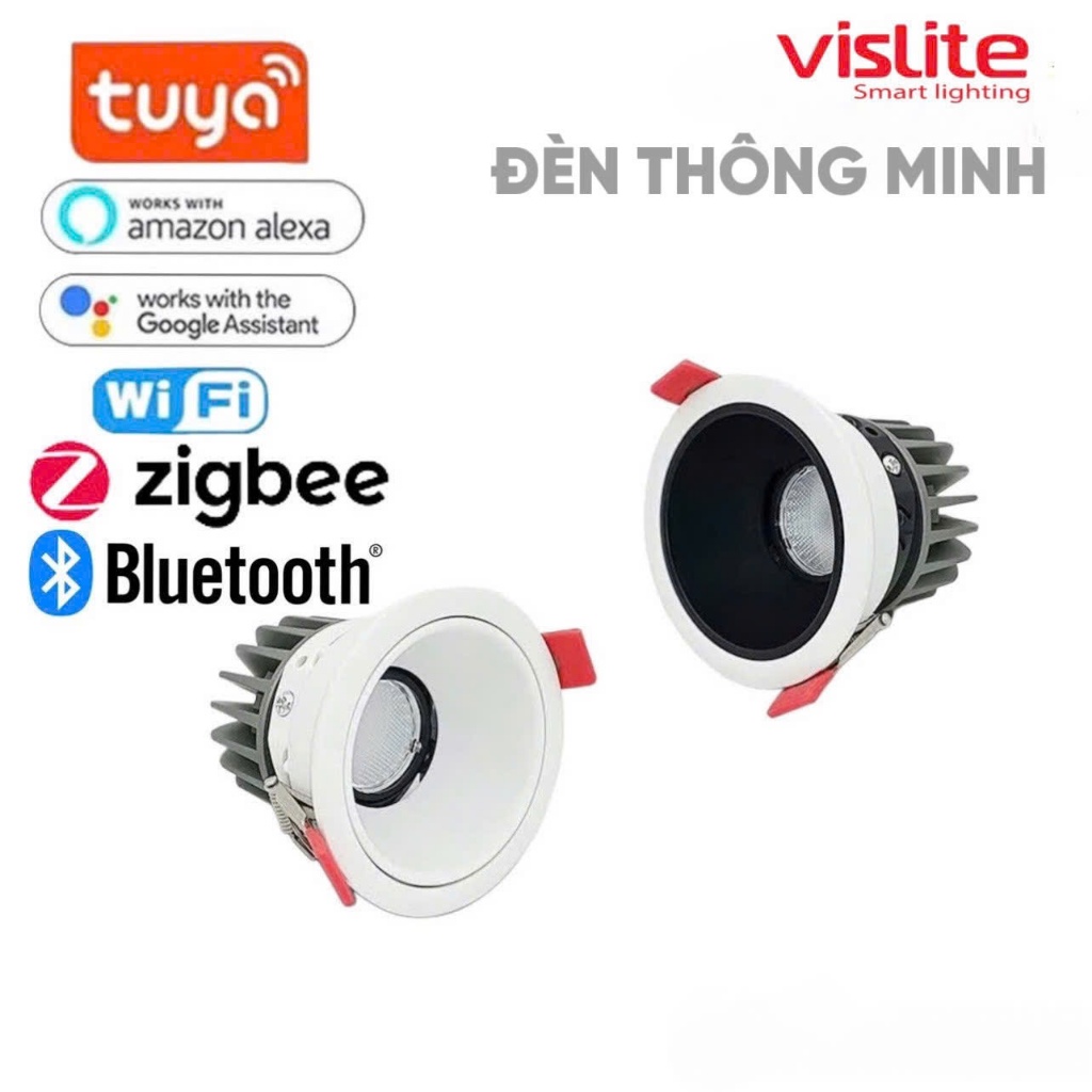 Đèn Spotlight âm trần thông minh Vislite Zigbee VS-120AS 7W/ 9W/12W điều chỉnh góc chiếu, ánh ...