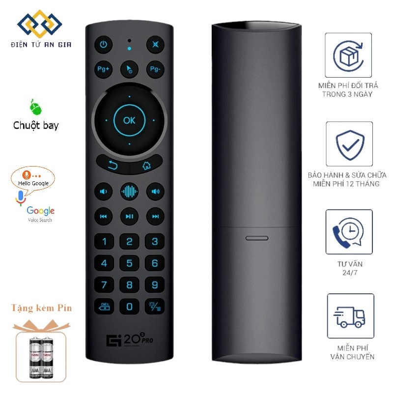 [HÀNG CHÍNH HÃNG PHÍM ÊM] Điều khiển chuột bay giọng nói G20s pro CÓ ĐÈN NỀN 2.4G đa năng TẶNG ...