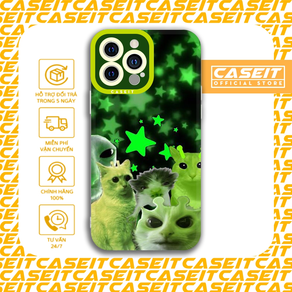 Ốp lưng iphone cạnh vuông Caseit Mèo Star cat ailien meme hài hước 8 ...