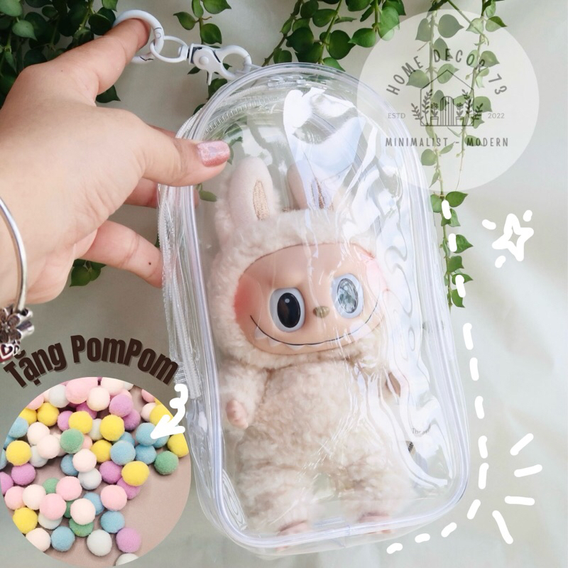 [Tặng PomPom]Túi đựng Labubu bảo vệ chống bẩn trong suốt (KHÔNG KÈM THÚ ...
