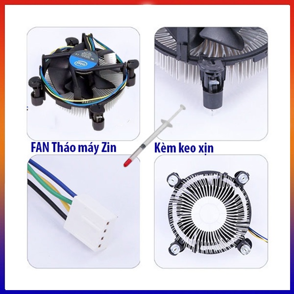 Fan CPU Socket 1155, 1150, 1151, Quạt tản nhiệt CPU Tặng kèm Keo làm mát xịn - hàng tháo máy Zin ...