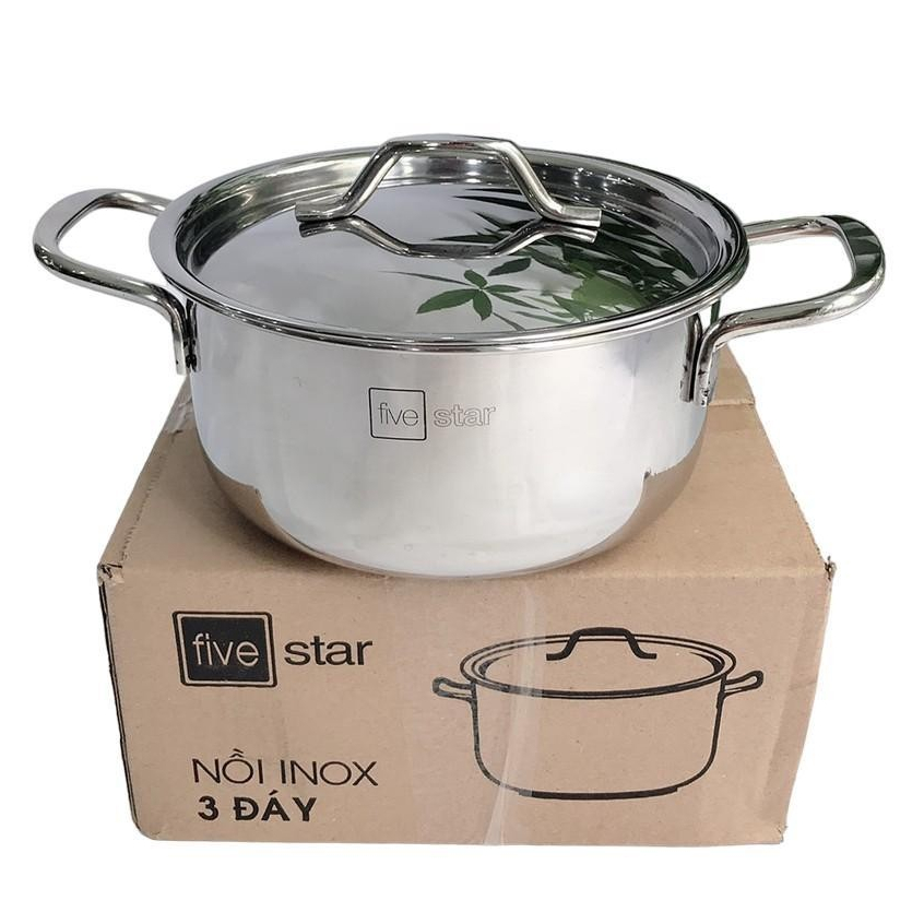 Xoong Inox, Nồi Inox 3 Đáy Fivestar Nắp Inox 26-28-30-32Cm Dày Dặn ...