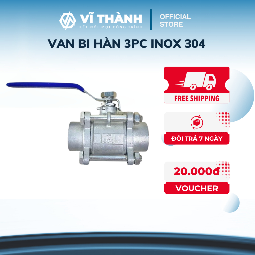 Van bi hàn INOX 304 3PC DN15 -DN25 | Shopee Việt Nam