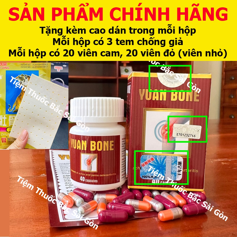 YUAN BONE [Chính Hãng Tặng Kèm Cao Dán] Hộp 40 viên - Dưỡng khớp, giúp ...