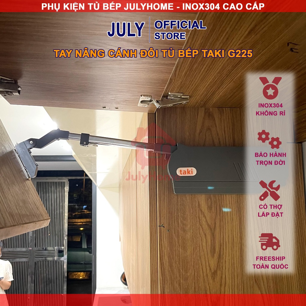 Tay Đẩy Cánh Tủ Bếp, Tay Nâng Cánh Tủ Có Giảm Chấn G225 - Chính Hãng, Có Thợ Lắp | Shopee Việt Nam