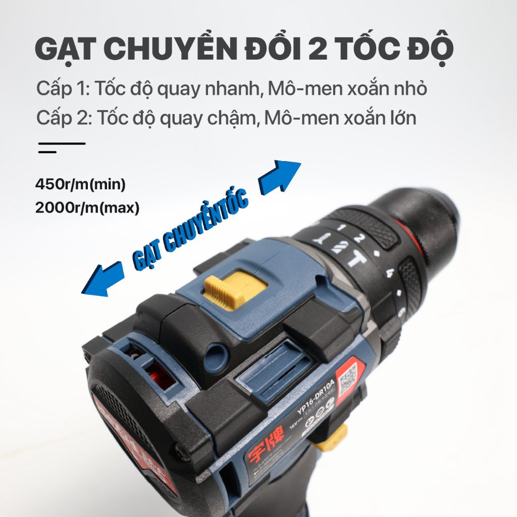 Máy khoan YUPAI YP16-D10A, Chuyên Vít YP16-W150, 3 Chức Năng, Có Búa ...