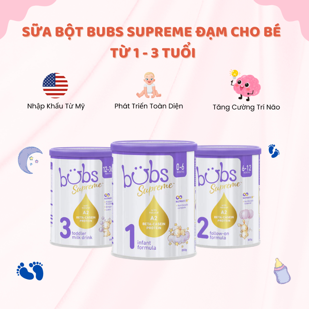 Sữa Bubs Supreme Đạm A2 Số 1 2 3 Hộp 800g - Sữa Bột Công Thức Cho Bé Từ ...