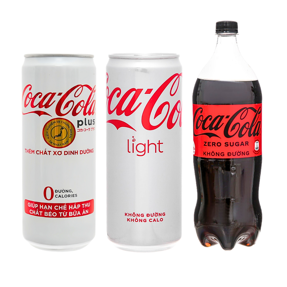 Thùng nước ngọt Coca Cola Light/Plus/Zero Sugar 24 lon 320ml/ 12 chai 1 ...