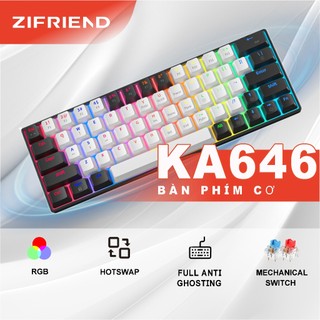 Bàn phím cơ gaming 63 phím Zifriend KA646 - Led RGB - Hỗ trợ hotswap ...