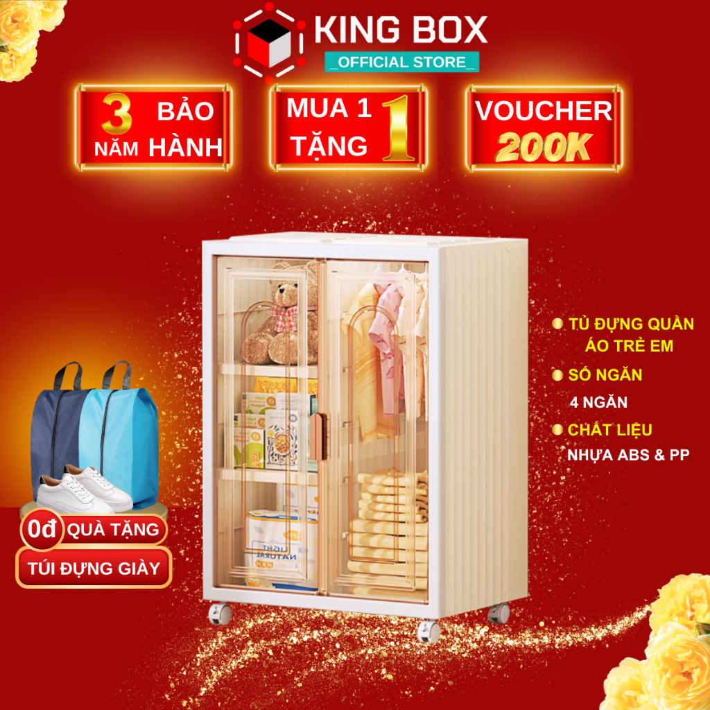 Tủ quần áo trẻ em KINGBOX ( 4 ngăn) W2 -4 ( BẢO HÀNH 3 NĂM) tủ đựng đa năng tiện lợi, tủ quần áo ...