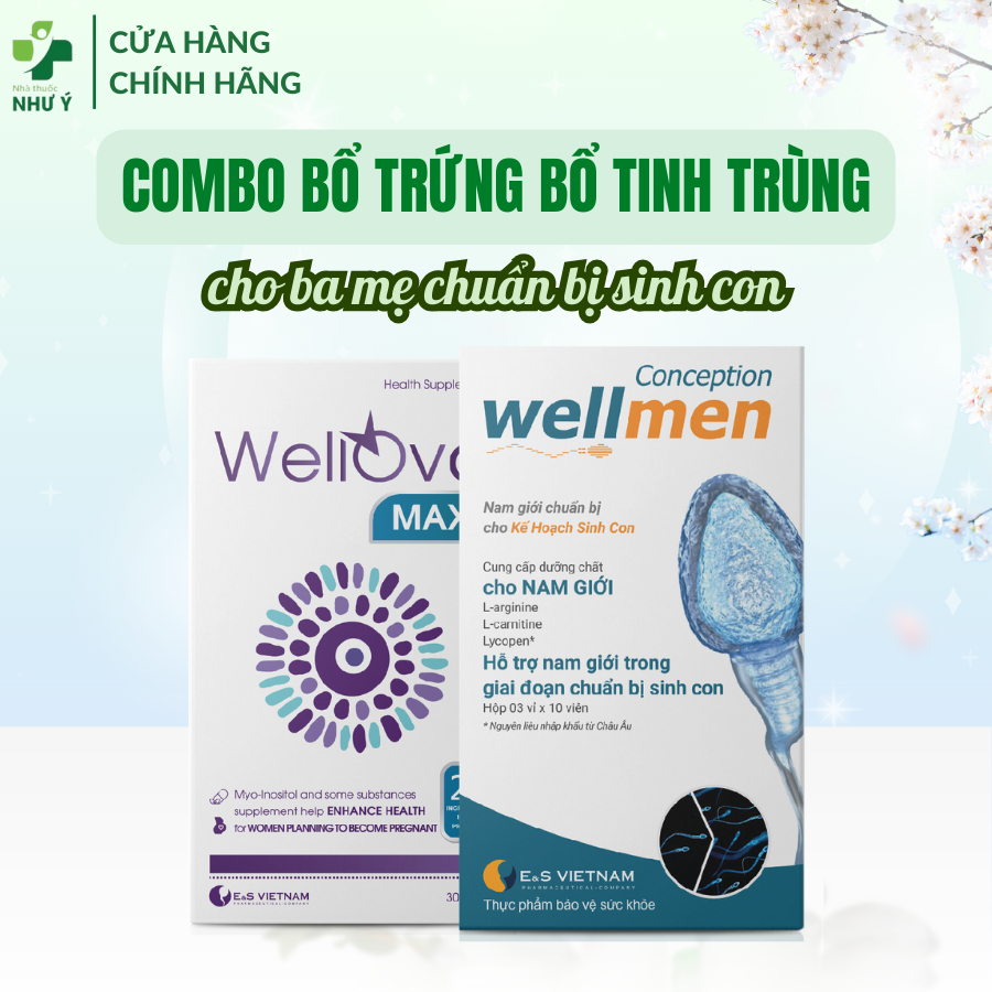 Combo Viên Uống WellOva Max Và Viên Uống Wellmen Conception Dành Cho Ba ...