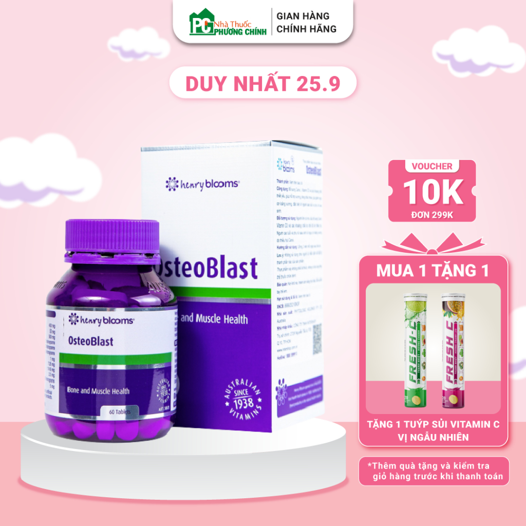 Viên Uống Canxi Henry Blooms OsteoBlast Bổ Sung Canxi Giúp Xương Chắc Khỏe & Ngăn Ngừa Loãng ...