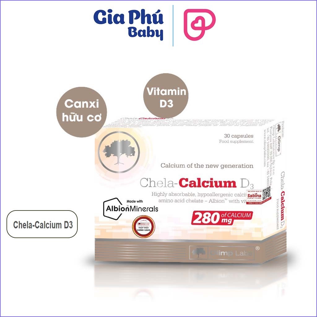 Canxi Chela Calcium D3 ( Olimp labs) Canxi cho bà bầu, bổ sung canxi và vitamin D3 36.6g ...