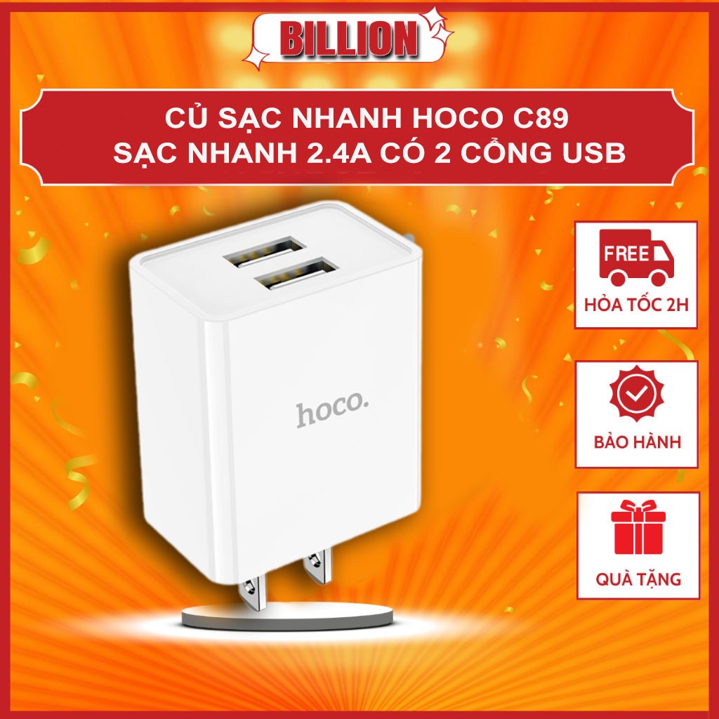 Củ Sạc Nhanh BILLION C89 2 Cổng Sạc USB Sạc Nhanh 2.1A Chất Liệu PC ...