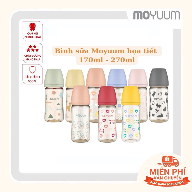 Bình sữa moyuum PPSU đầy đủ phiên bản có hỗ trợ đổi núm ti theo tuổi bé | Shopee Việt Nam