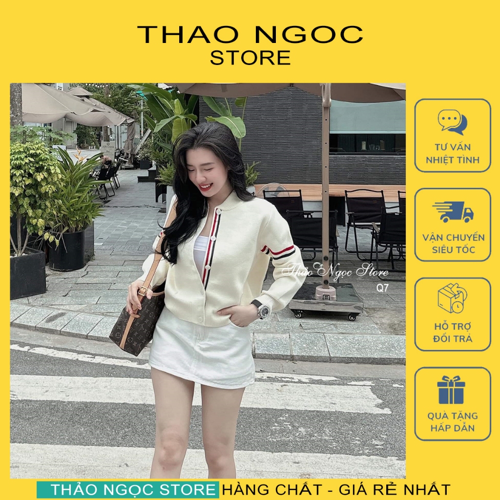 Áo khoác len nữ Thom viền sọc tay dài form rộng hàng nhập! (có sẵn ...