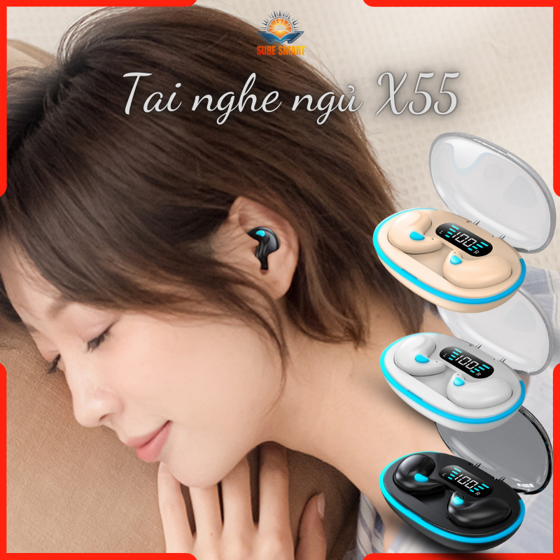 Tai Nghe Ngủ Bluetooth Mini X55 Y29, Tàng Hình, Không Dây Nhỏ Nhẹ, Đeo Chắc Chắn, Êm Ái, Thoải ...