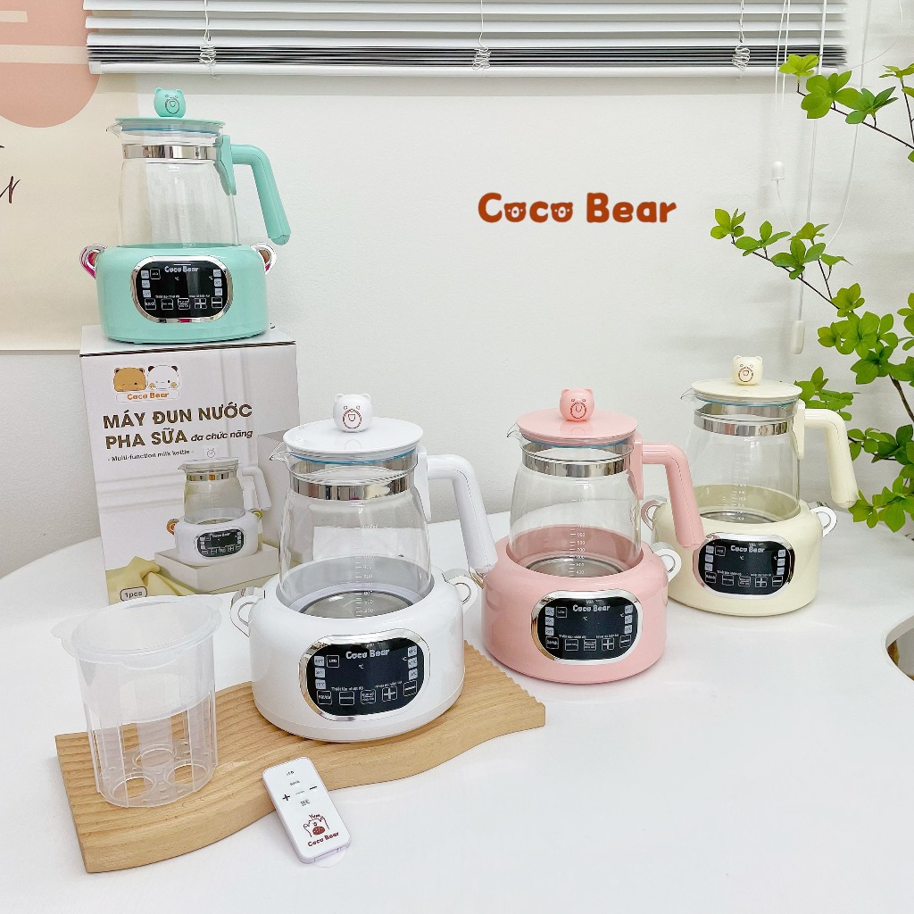 Máy đun nước pha sữa cho bé Coco Bear có remote điều khiển từ xa, giữ ...